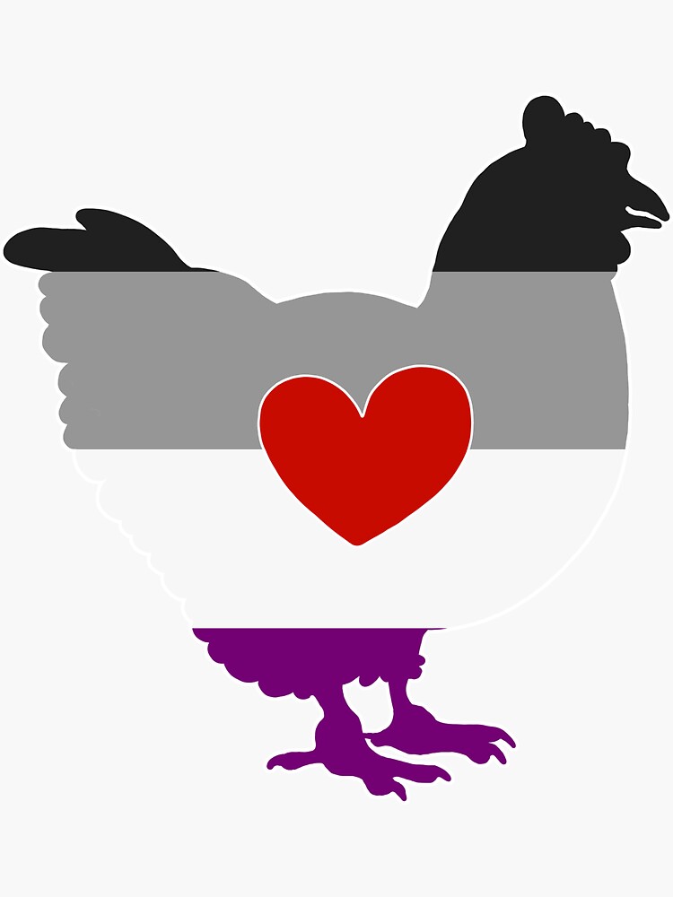 "Asexual Chicken Lover - LGBTQ Asexual Flag Heart 02 Purple" Sticker ...