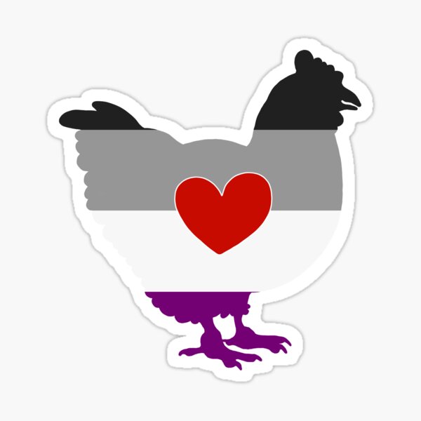 "Asexual Chicken Lover - LGBTQ Asexual Flag Heart 02 Purple" Sticker ...