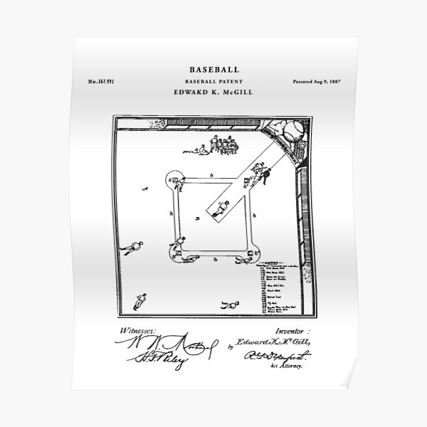 "Baseball Patent Drawing Blueprint" Poster by Vintago | Redbubble