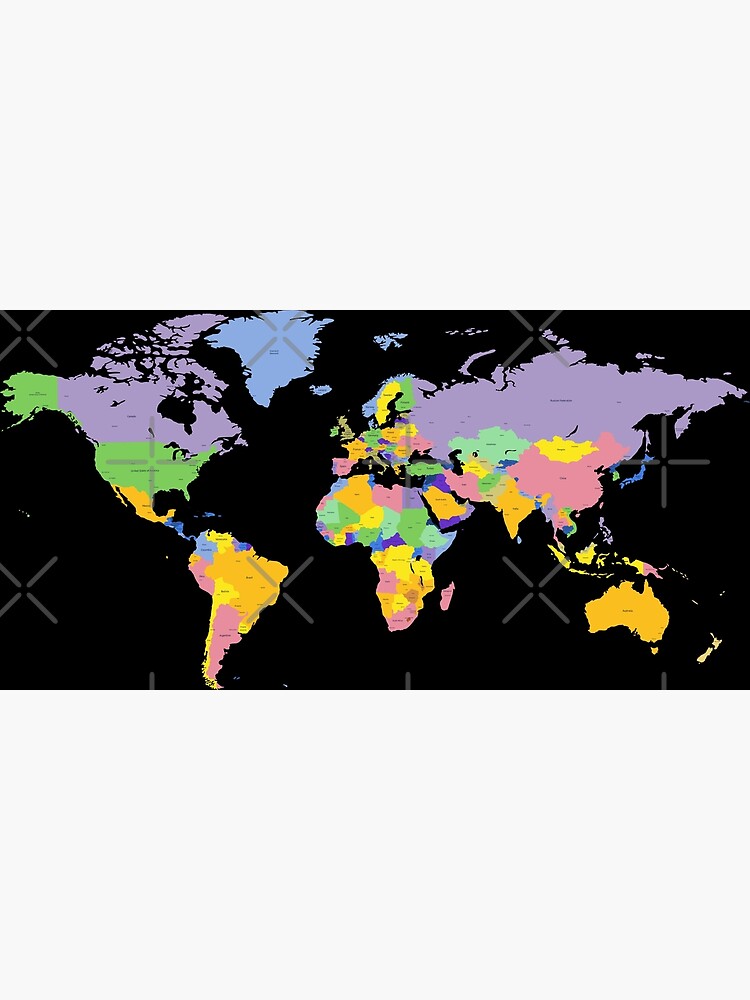 Cartography. world map on black background. all countries of the world ...