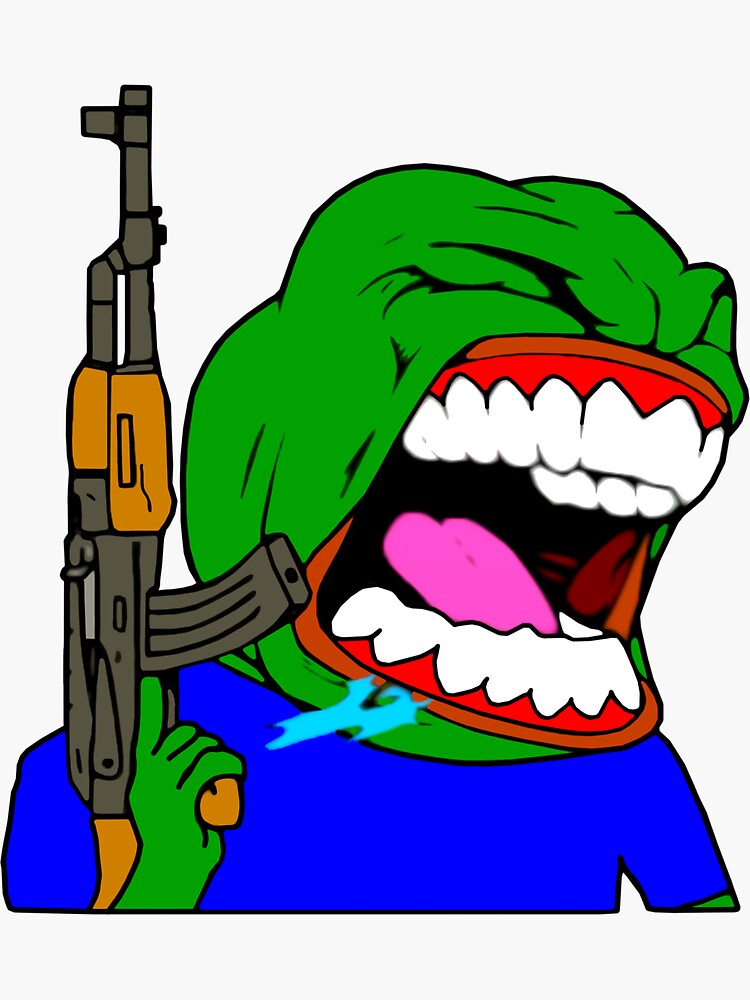 "Rare Pepe Lets Go With Gun" Sticker for Sale by Slav-Art | Redbubble