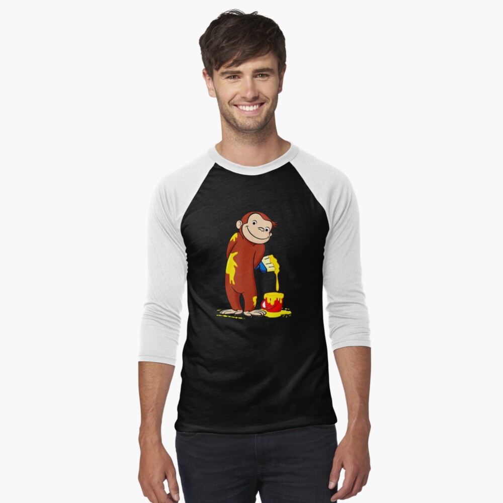 "curious george monkey with yello." Sticker for Sale by HarleyAkhtar ...