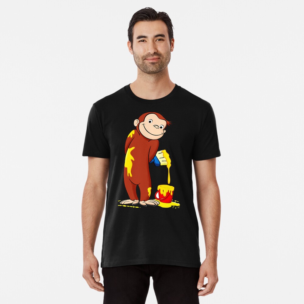 "curious george monkey with yello." Sticker for Sale by HarleyAkhtar ...