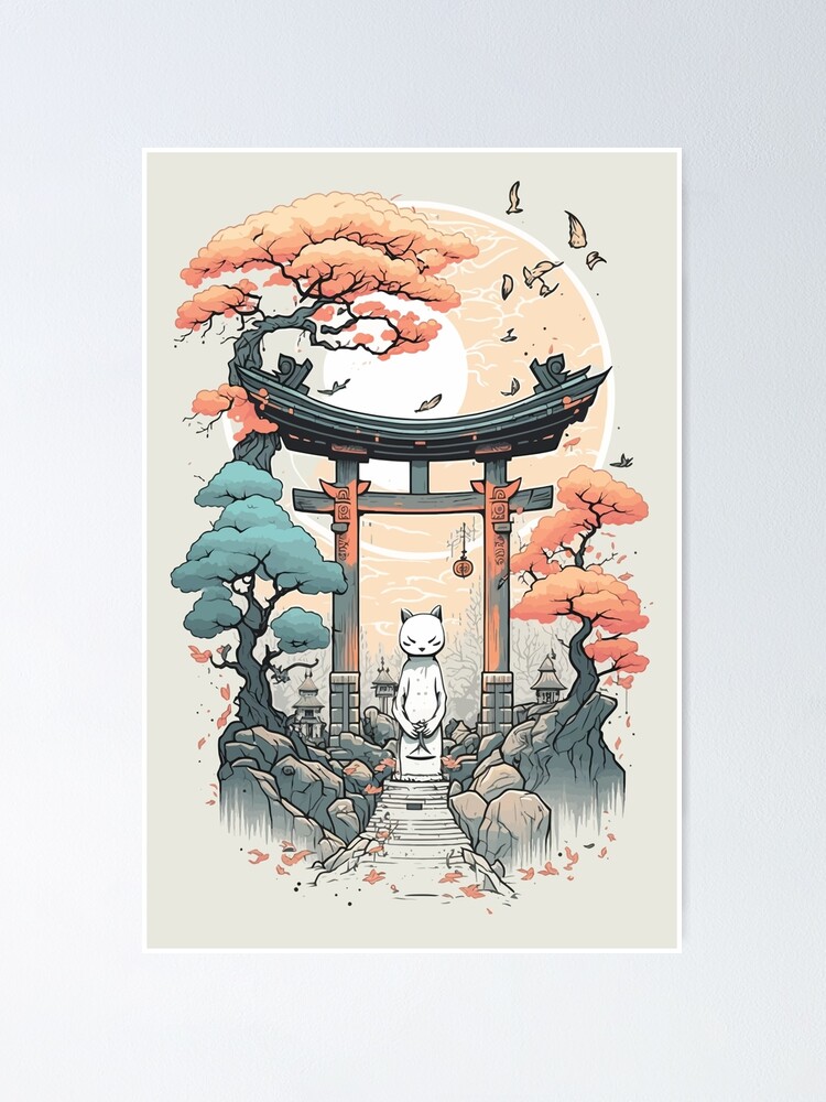 "Neko Shrine: A Japanese Temple for Cats" Poster for Sale by AsKaGen ...