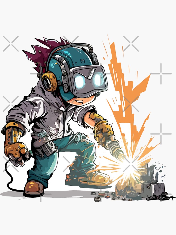 "Funny Welder Helmet Sticker Design" Sticker for Sale by Jarmo Piironen ...