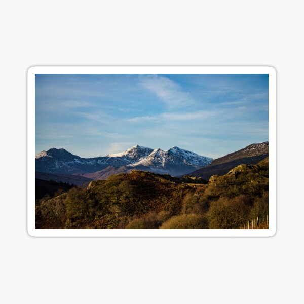 "snow capped image of snowdon mountain " Sticker for Sale by ...