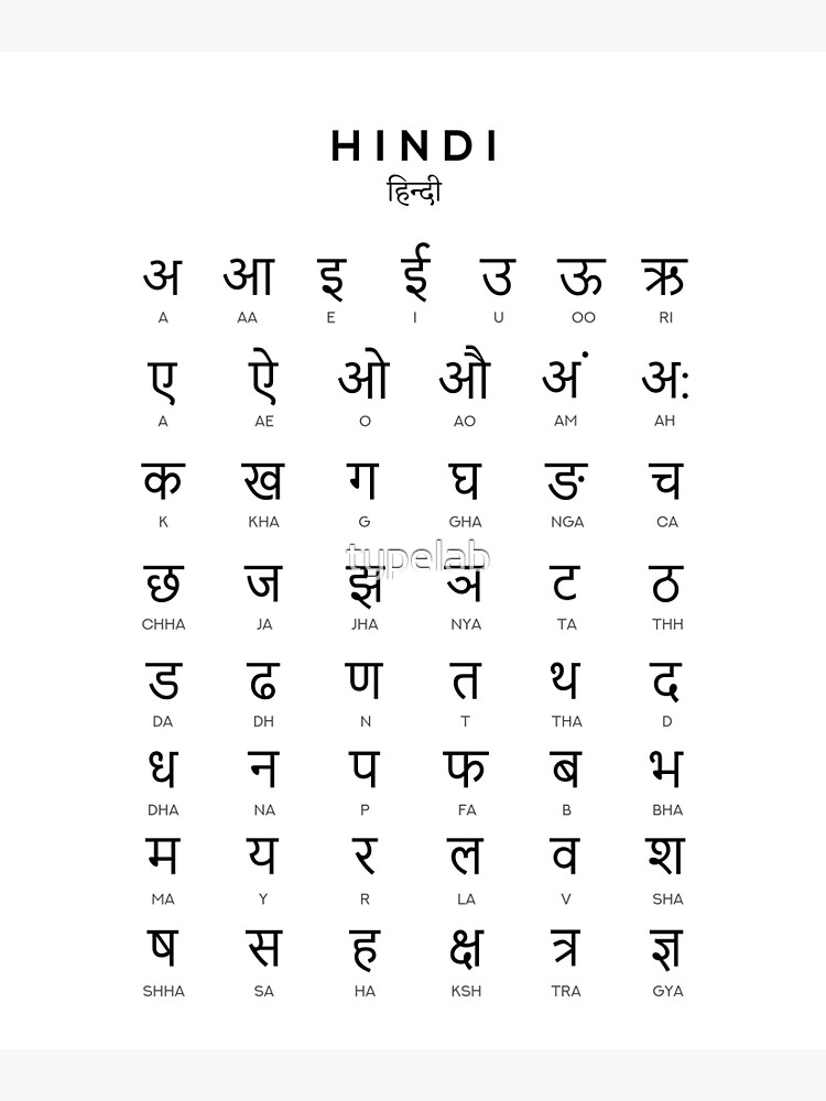"Hindi Alphabet Chart, Hindi Varnamala Language Chart, White" Mounted ...