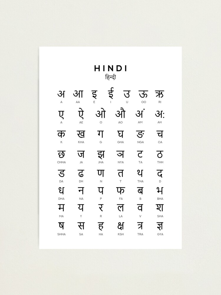 "Hindi Alphabet Chart, Hindi Varnamala Language Chart, White ...