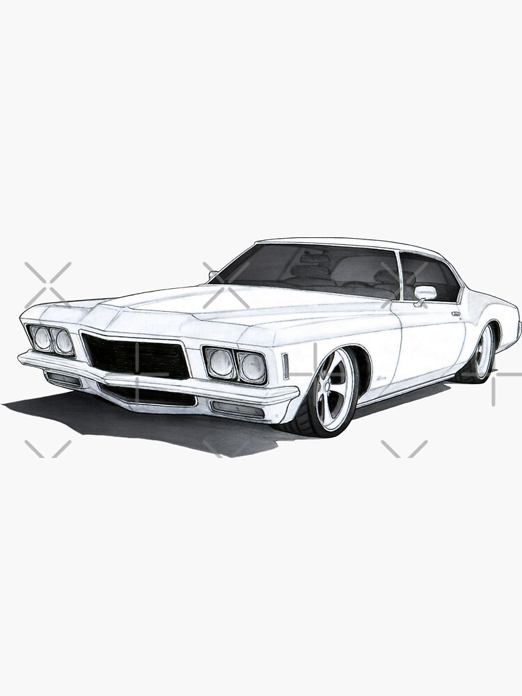 "1971 Buick Riviera Drawing" Sticker for Sale by ItsMeRuva | Redbubble