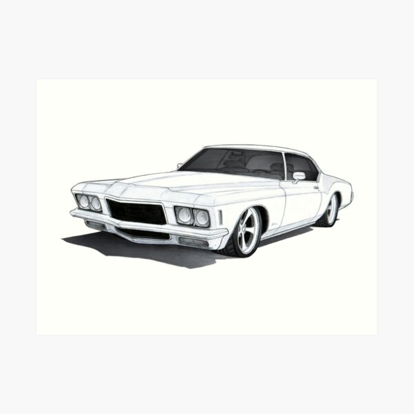 "1971 Buick Riviera Drawing" Art Print for Sale by ItsMeRuva | Redbubble