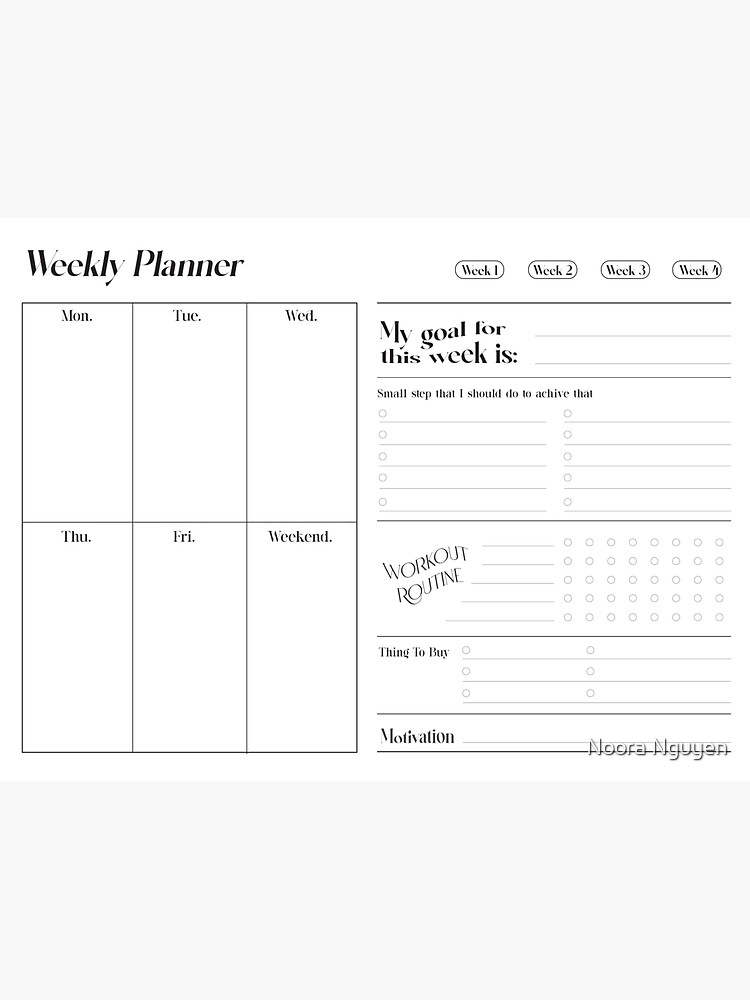 "Plan your week | Weekly planner, Large Wall Planner Poster, Workout ...