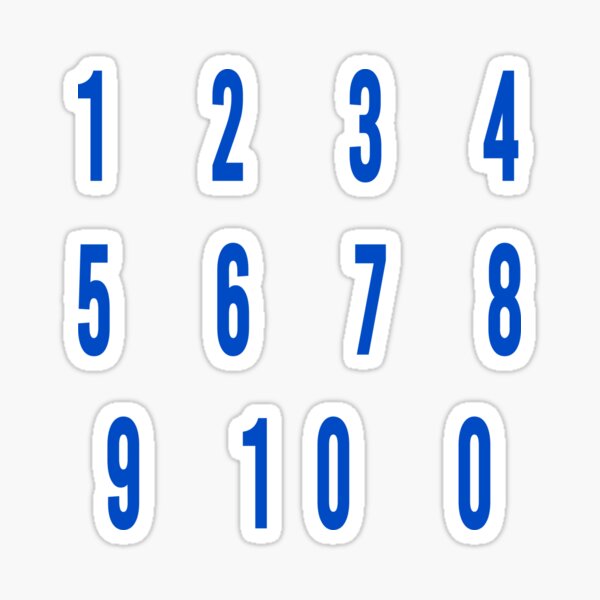 "Blue Numbers 0 to 10 pack" Sticker for Sale by Jacostickers | Redbubble