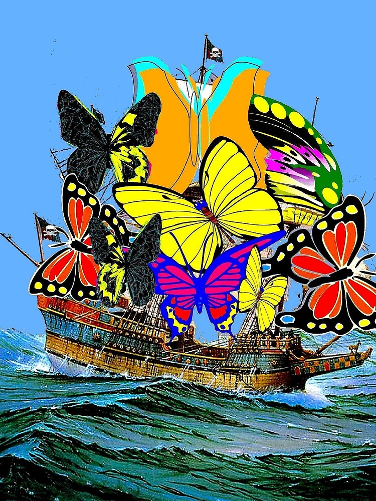 "BUTTERFLY : Abstract Psychedelic Pirate Sailing Ship" Scarf for Sale ...