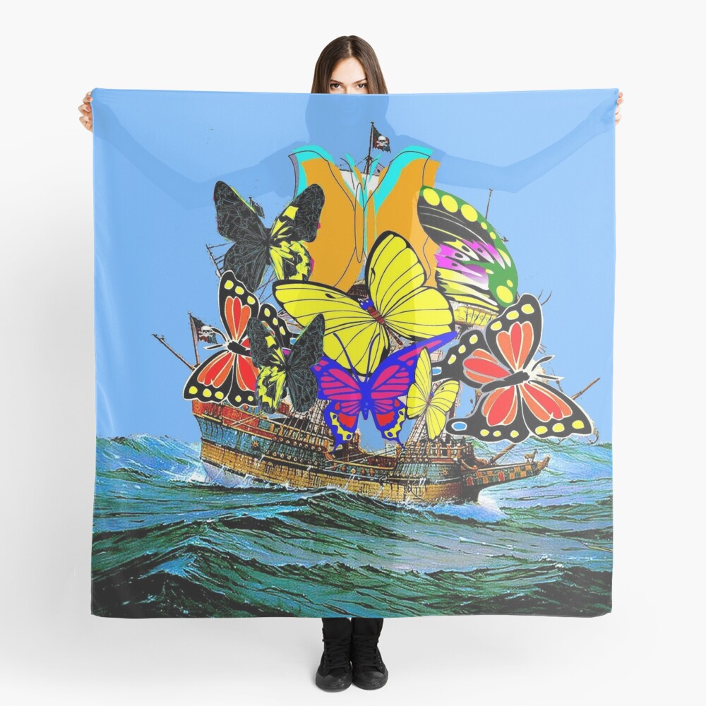"BUTTERFLY : Abstract Psychedelic Pirate Sailing Ship" Scarf for Sale ...