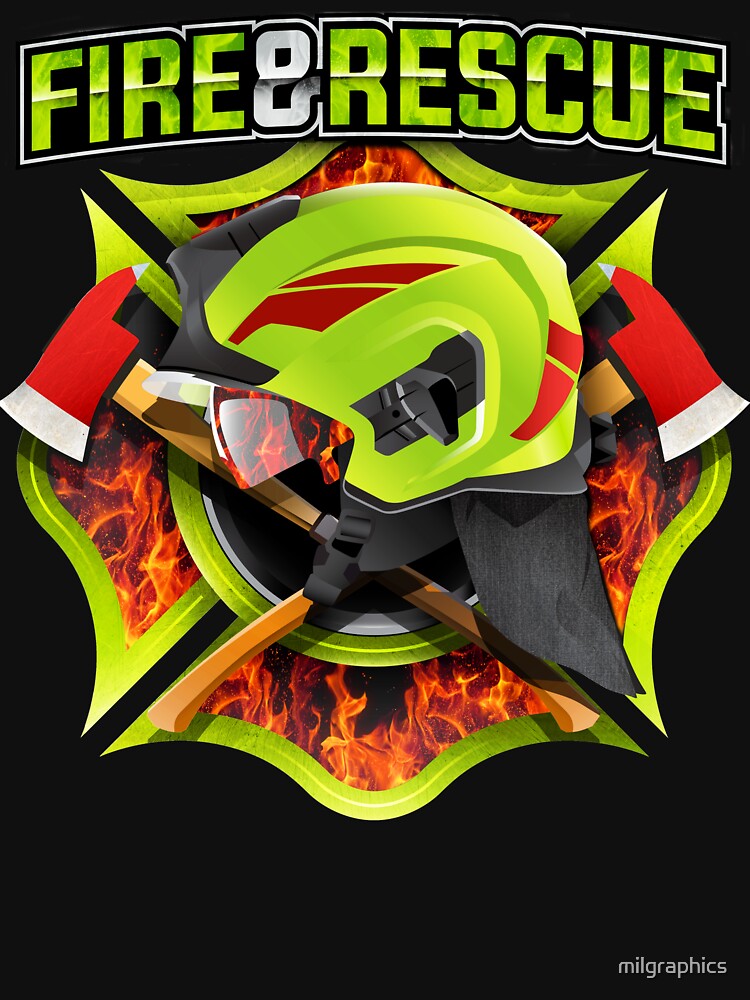 "Fire and Rescue" T-shirt for Sale by milgraphics | Redbubble | flame t ...