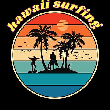 "vintage hawaii surfing label" Sticker for Sale by FantazyArts | Redbubble