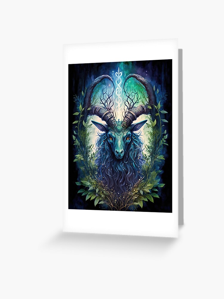 "Gothic Woodland Baphomet - Pagan Goat God" Greeting Card for Sale by ...
