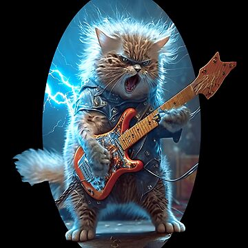 "Heavy Metal Cat Playing A Guitar" Sticker for Sale by Kit-Tees | Redbubble