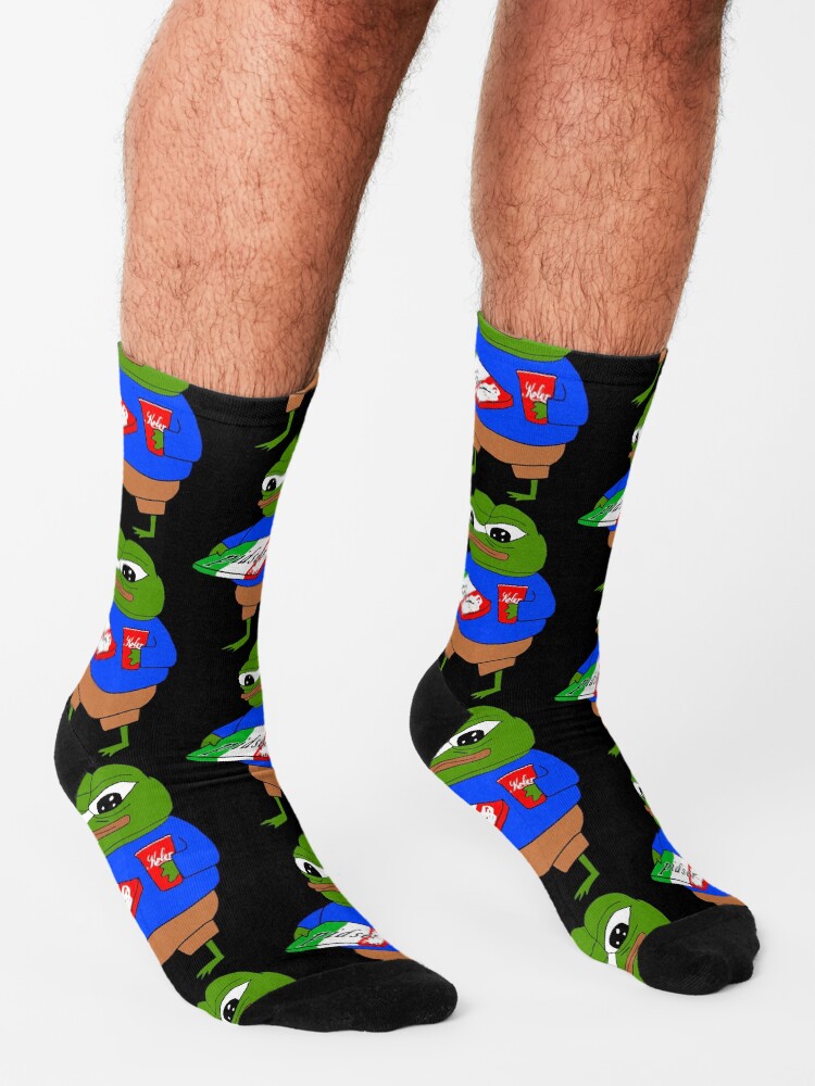 "Pepe With Pizza And Soda Apu" Socks for Sale by Slav-Art | Redbubble