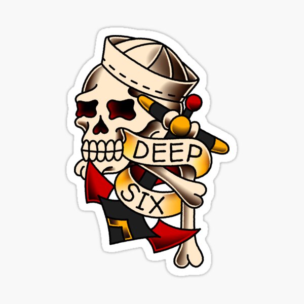 "Salty-Dog Deep Six Naval Tattoo Design" Sticker for Sale by salty-dog ...