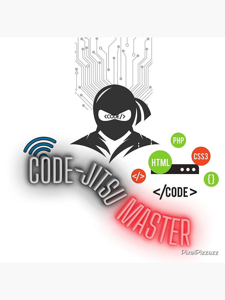 Ninja Fighter Code-jitsu Master, Jiu-Jitsu Master of Coding Design Premium Matte Vertical Poster ...