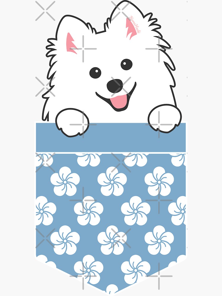 "Cute Japanese Spitz Dog in Your Pocket" Sticker for Sale by kamahachi ...