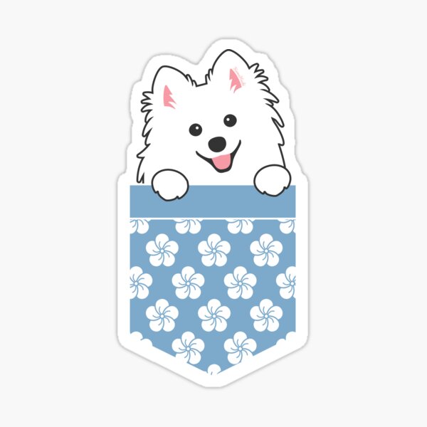 "Cute Japanese Spitz Dog in Your Pocket" Sticker for Sale by kamahachi ...