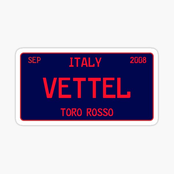 "Sebastian Vettel first win license plate white" Sticker for Sale by ...