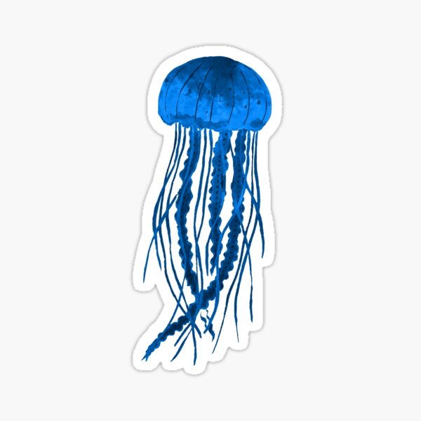 "blue jellyfish" Sticker by thetypographer | Redbubble