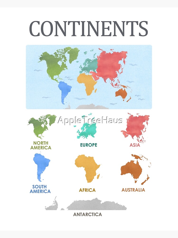 World Continents, Continents Poster,Educational Poster,Homeschool Print ...