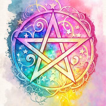 "Pagan Pastel Goth Pentacle - Wiccan Colorful Pentagram" Sticker for ...