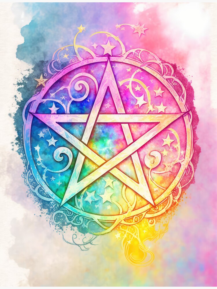 "Pagan Pastel Goth Pentacle - Wiccan Colorful Pentagram" Sticker for ...