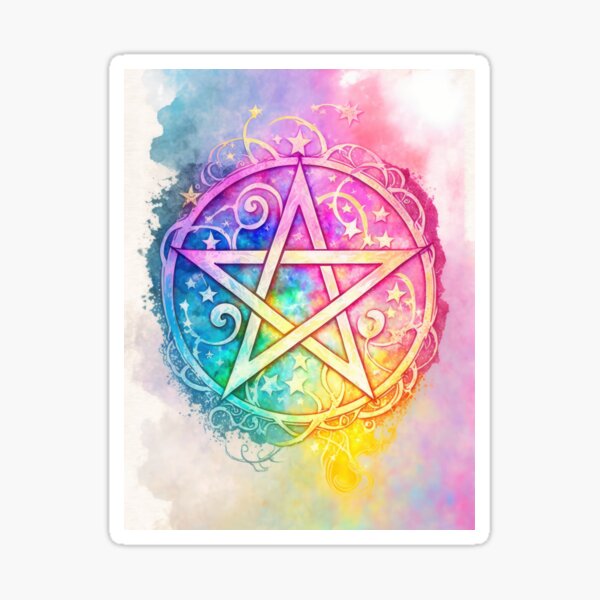 "Pagan Pastel Goth Pentacle - Wiccan Colorful Pentagram" Sticker for ...