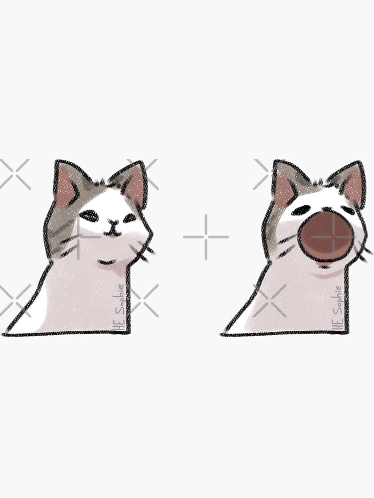 "Pop cat meme" Sticker by Sohhhe | Redbubble