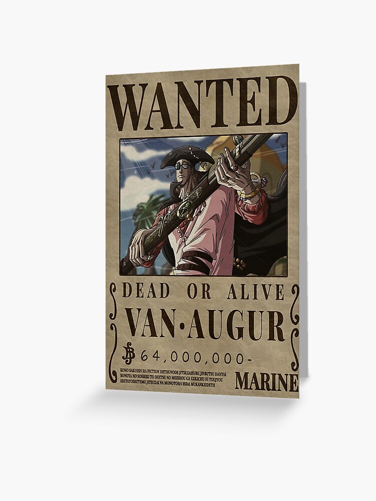 "One Piece Van Augur Bounty Wanted" Greeting Card for Sale by One Piece ...