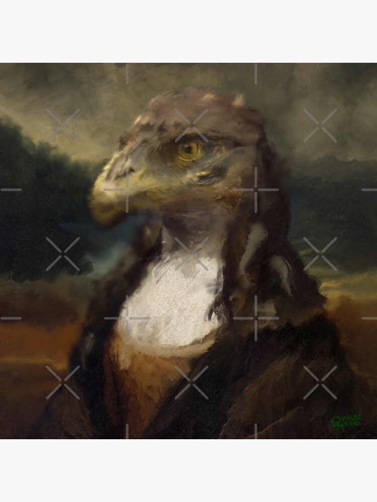 "Portrait of a Clever Girl Raptor Mona Lisa Painting" Sticker for Sale ...
