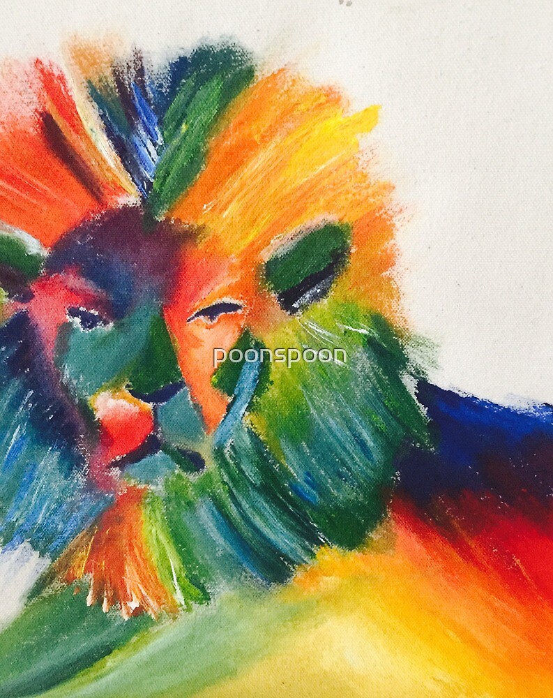 "Multicoloured lion painting" by poonspoon | Redbubble