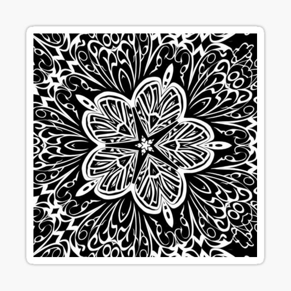 "Black and White Floral Design Pattern" Sticker for Sale by Healio2 ...