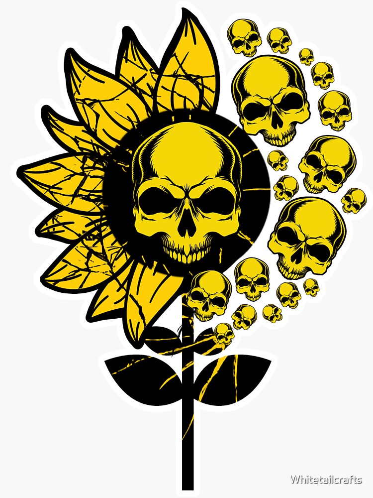 "Sunflower Skeleton Skull " Sticker for Sale by Whitetailcrafts | Redbubble