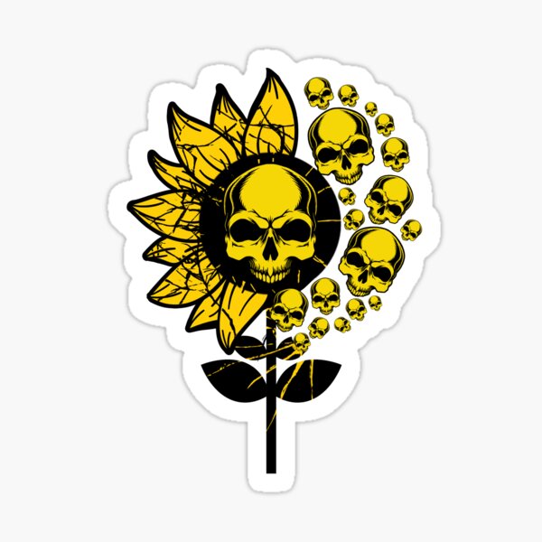 "Sunflower Skeleton Skull " Sticker for Sale by Whitetailcrafts | Redbubble