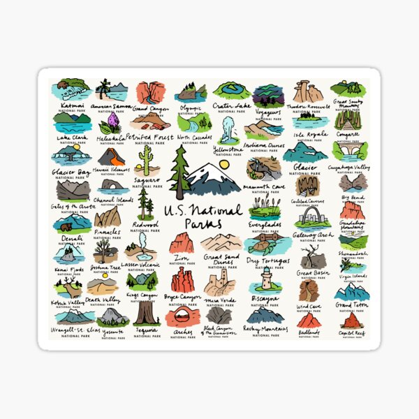 "National Parks" Sticker for Sale by DasoSoda | Redbubble