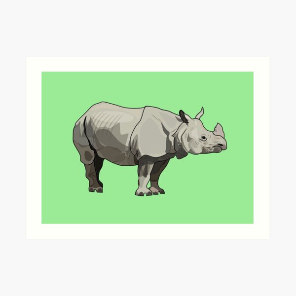 "Javan rhinoceros cartoon illustration" Art Print for Sale by ...