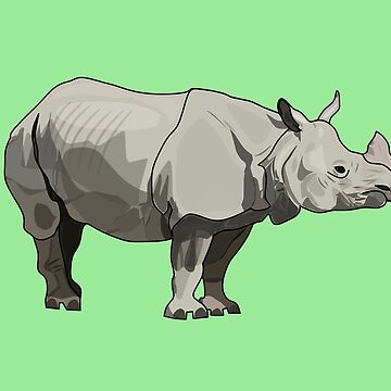 "Javan rhinoceros cartoon illustration" Sticker for Sale by Misscartoon ...