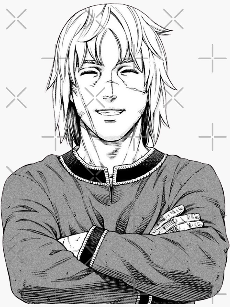 "Thorfinn Smiling Manga" Sticker for Sale by Weebo-worldd | Redbubble