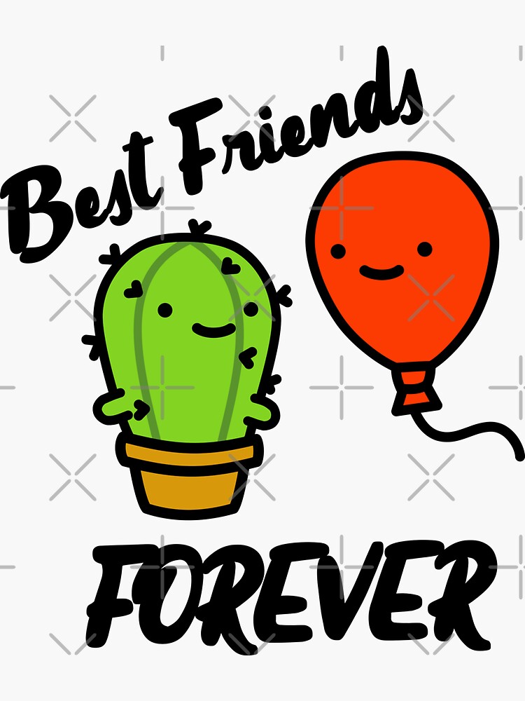 "Cactus and Balloon Best Friends Forever" Sticker for Sale by RiciPaneto | Redbubble