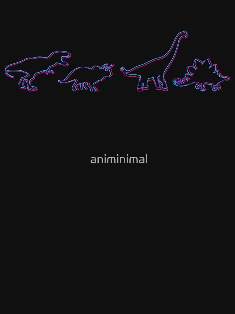 "Super rad Neon dinosaurs (black)" T-shirt for Sale by animinimal ...