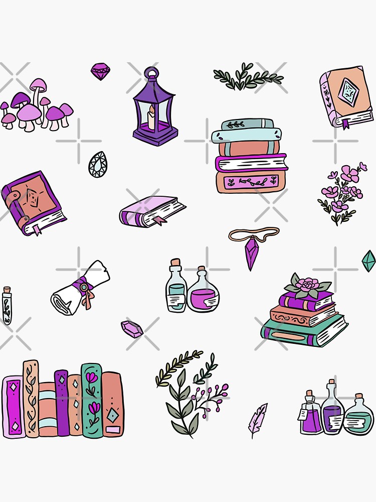 "Cute Fantasy books pack - fantasy items for fantasy readers" Sticker ...