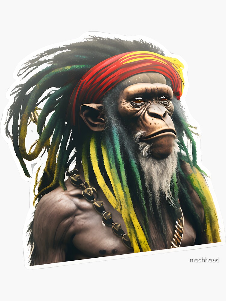 "Rastafarian Monkey" Sticker for Sale by meshhead | Redbubble