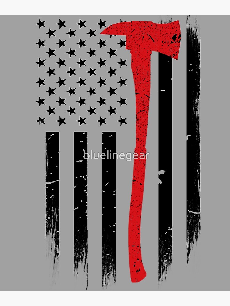 "Thin Red Line Firefighter Axe" Poster for Sale by bluelinegear | Redbubble