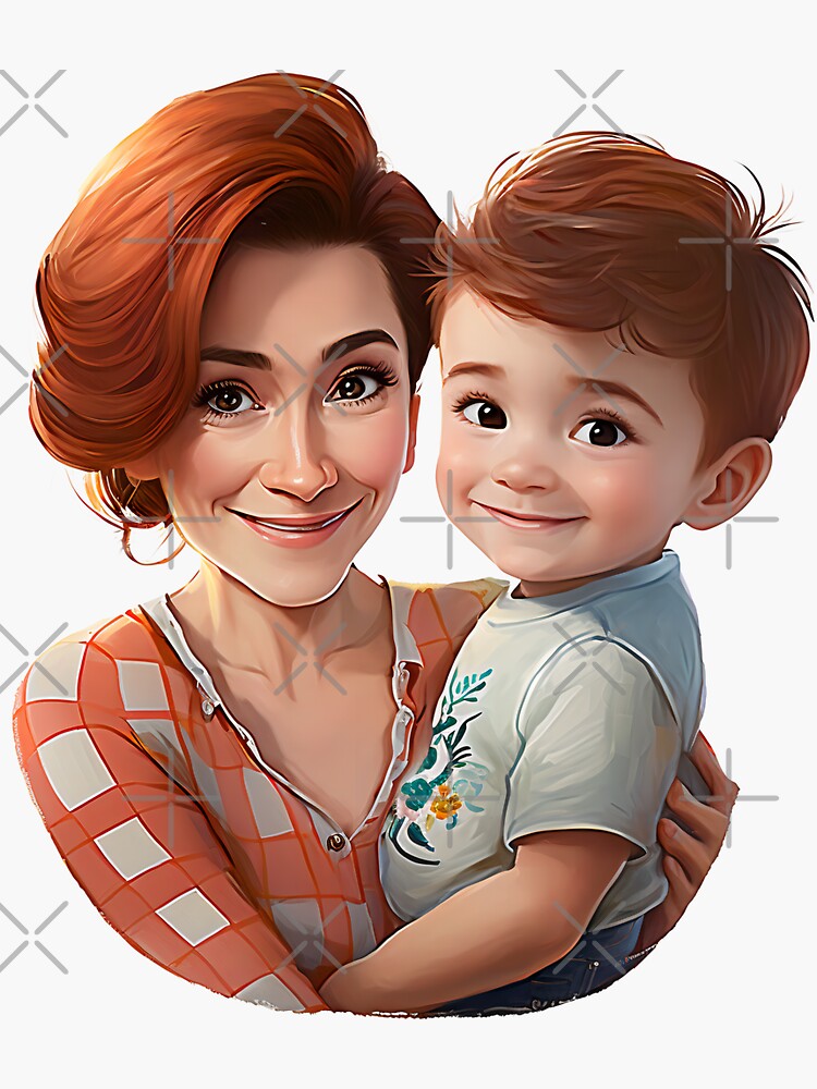 "Mom and son Cute Chibi Cartoon " Sticker for Sale by addthana | Redbubble